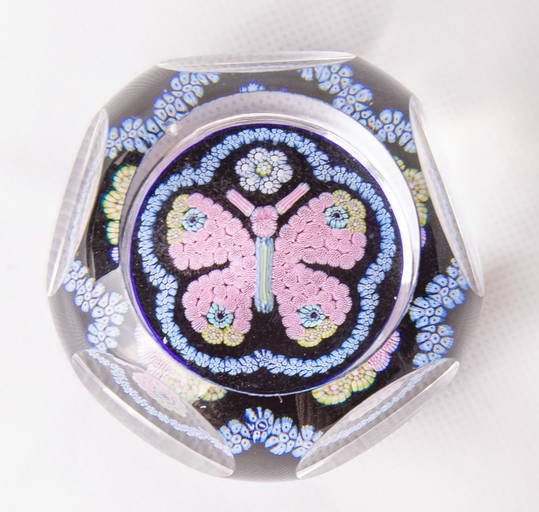 A Whitefriars Glass Large Butterfly Pa500 Paperweight, 5+1 Window Cut ...
