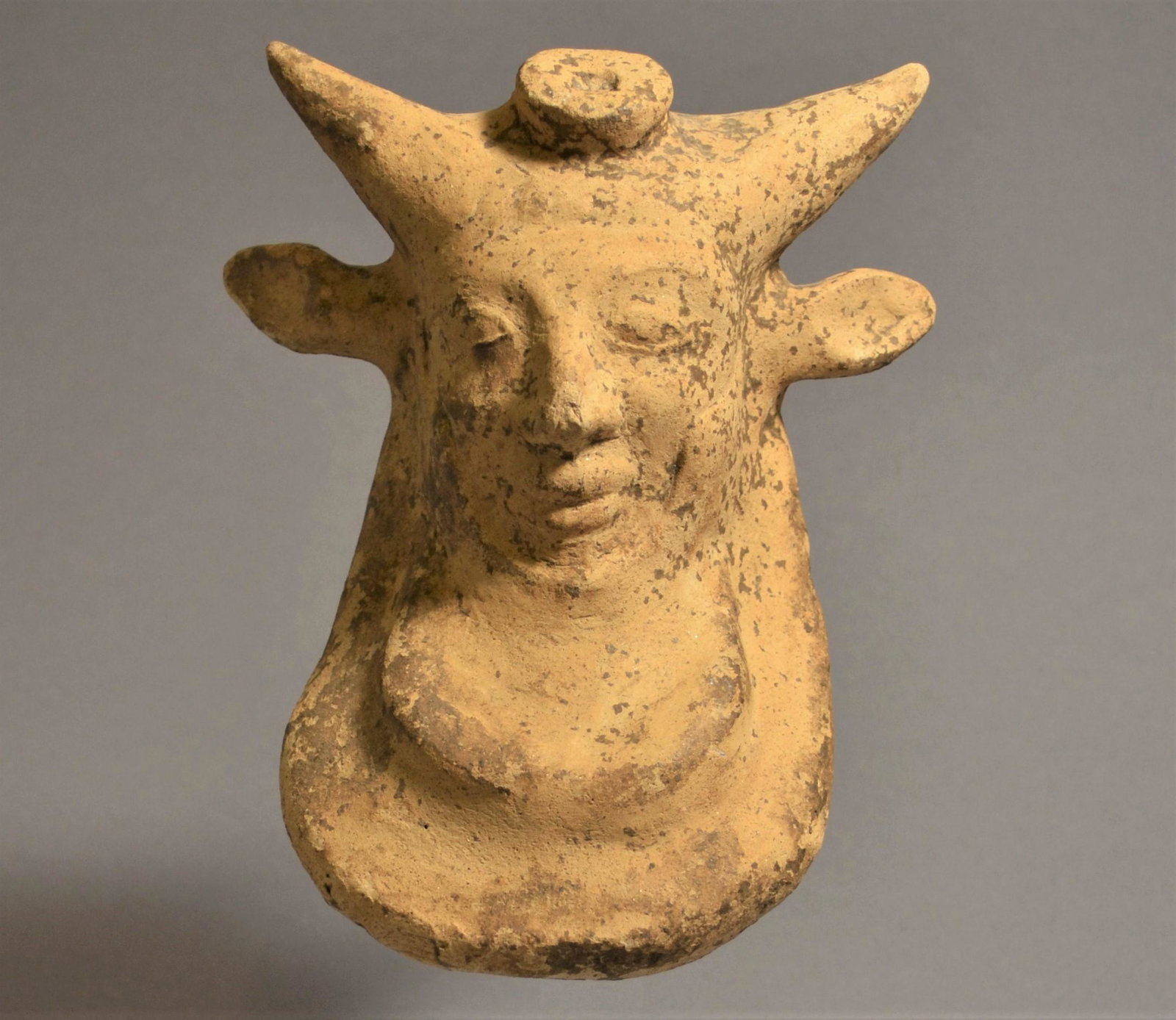 Ancient Greek Ceramic Pseudo Vessel In The Shape Of River God Acheloos ...