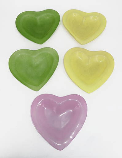 Set Of 5 Annieglass Heart Shaped Glass Bowls