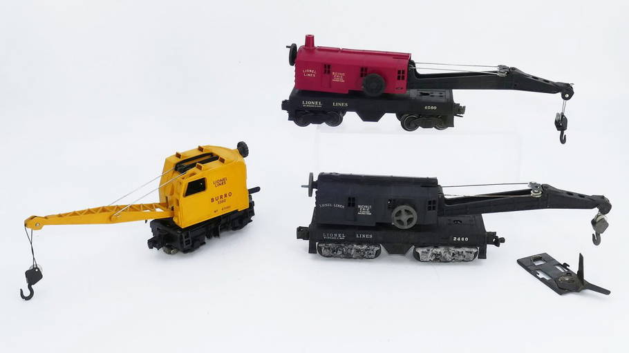 Lionel 2460 3360 6560 (operating Burro Crane & Work Cranes) In Ob