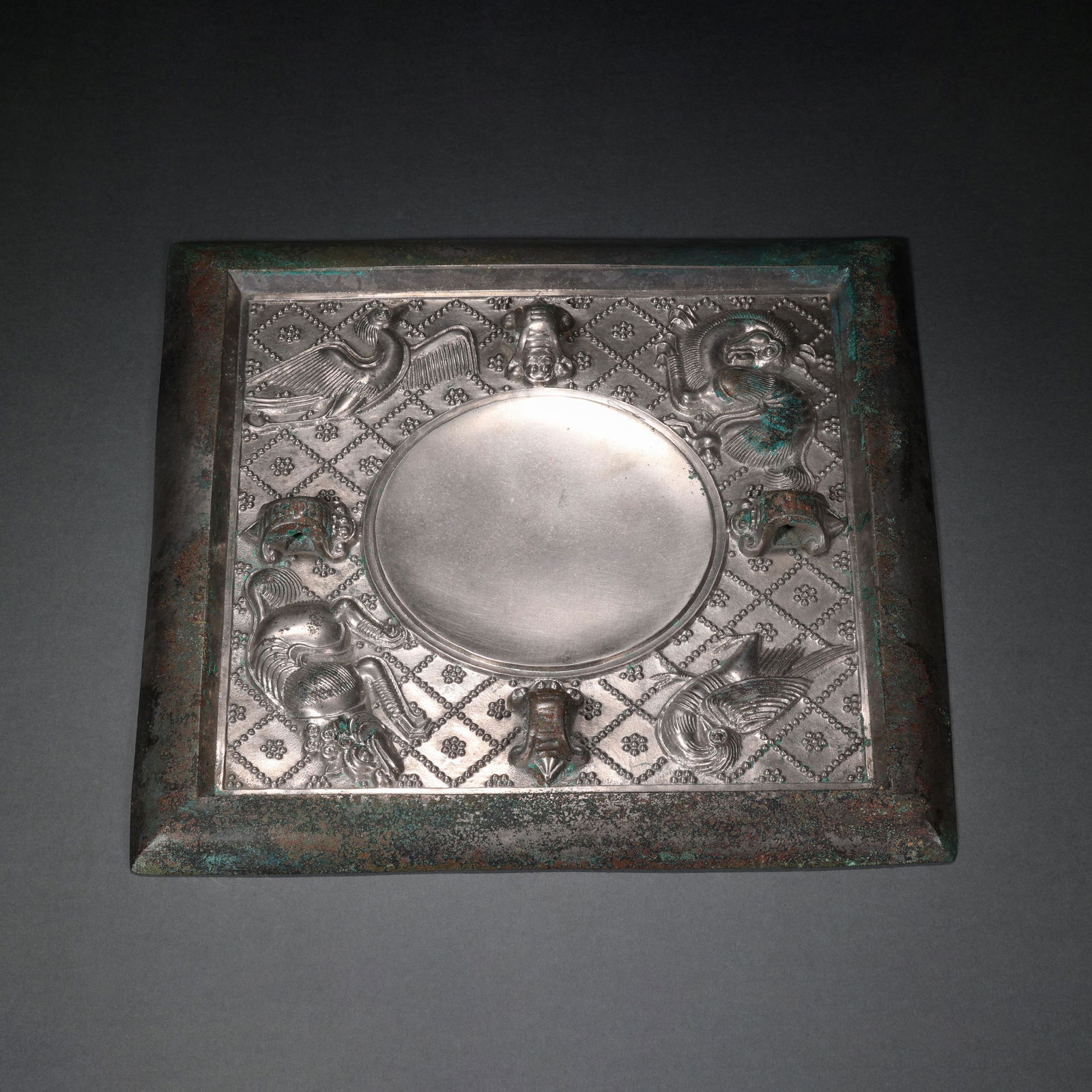 Before Ming Dynasty bronze Rui animal pattern square mirror - Mar 24 ...
