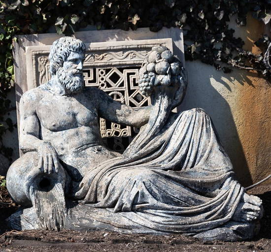 Cement Fountain Of Reclining God Of The River Achelous
