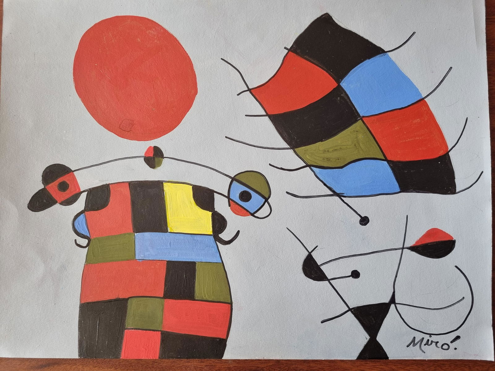Joan Miro Fine Watercolor With Seals And Sign In The Style Of