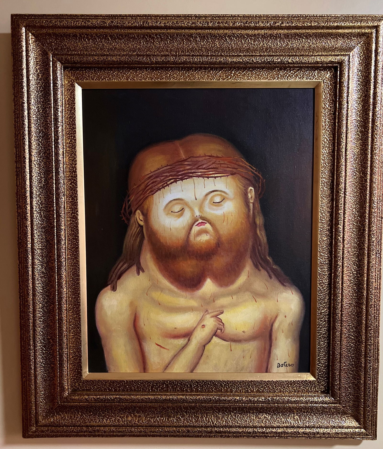 Fernando Botero - Oil On Canvas -cabeza De Cristo - In The Style Of Auction