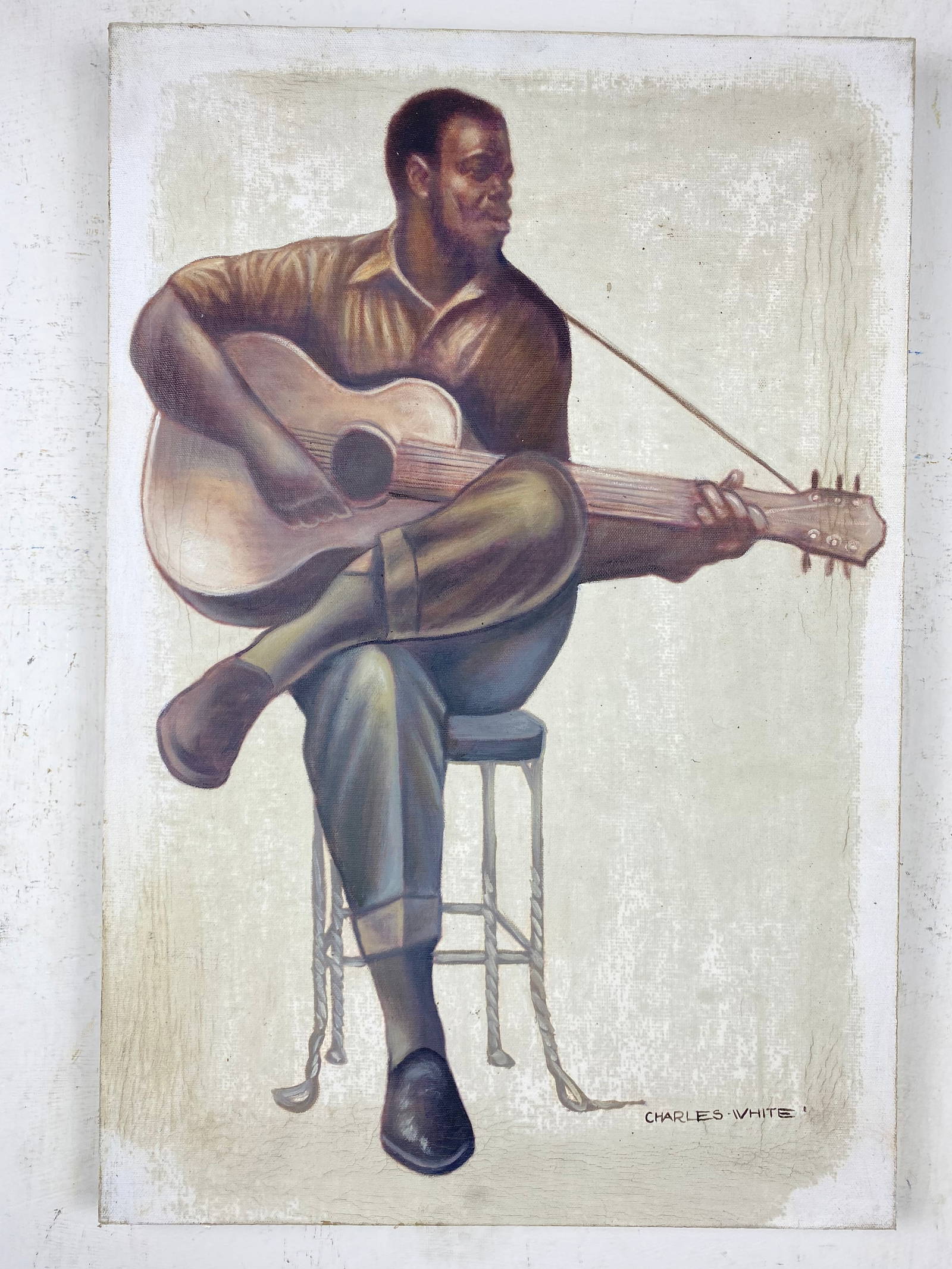 Charles Wilbert White (1918 - 1979) Oil In Canvas - In The Style Of Auction