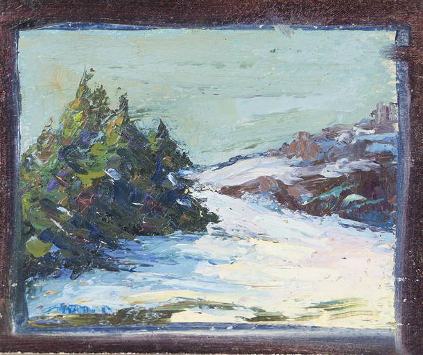 Impressionist Winter Landscape Original Oil Painting