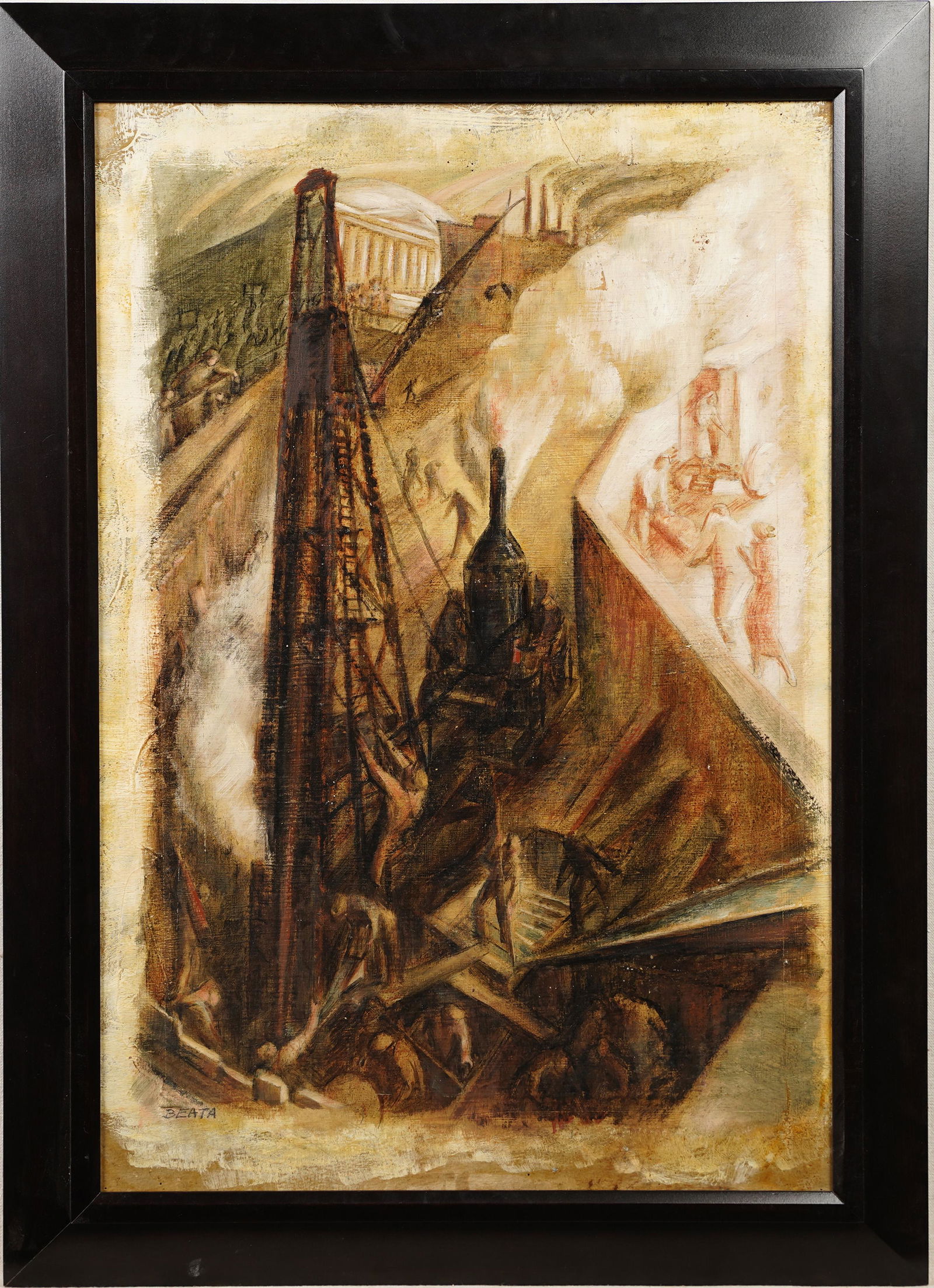 Regional Museum Quality Wpa Mural Study Industrial Symbolist Rare Early ...