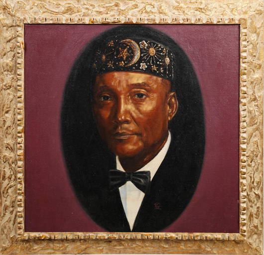 Rare Antique Elijah Muhammad Muslim Spiritual Portrait Oil Painting