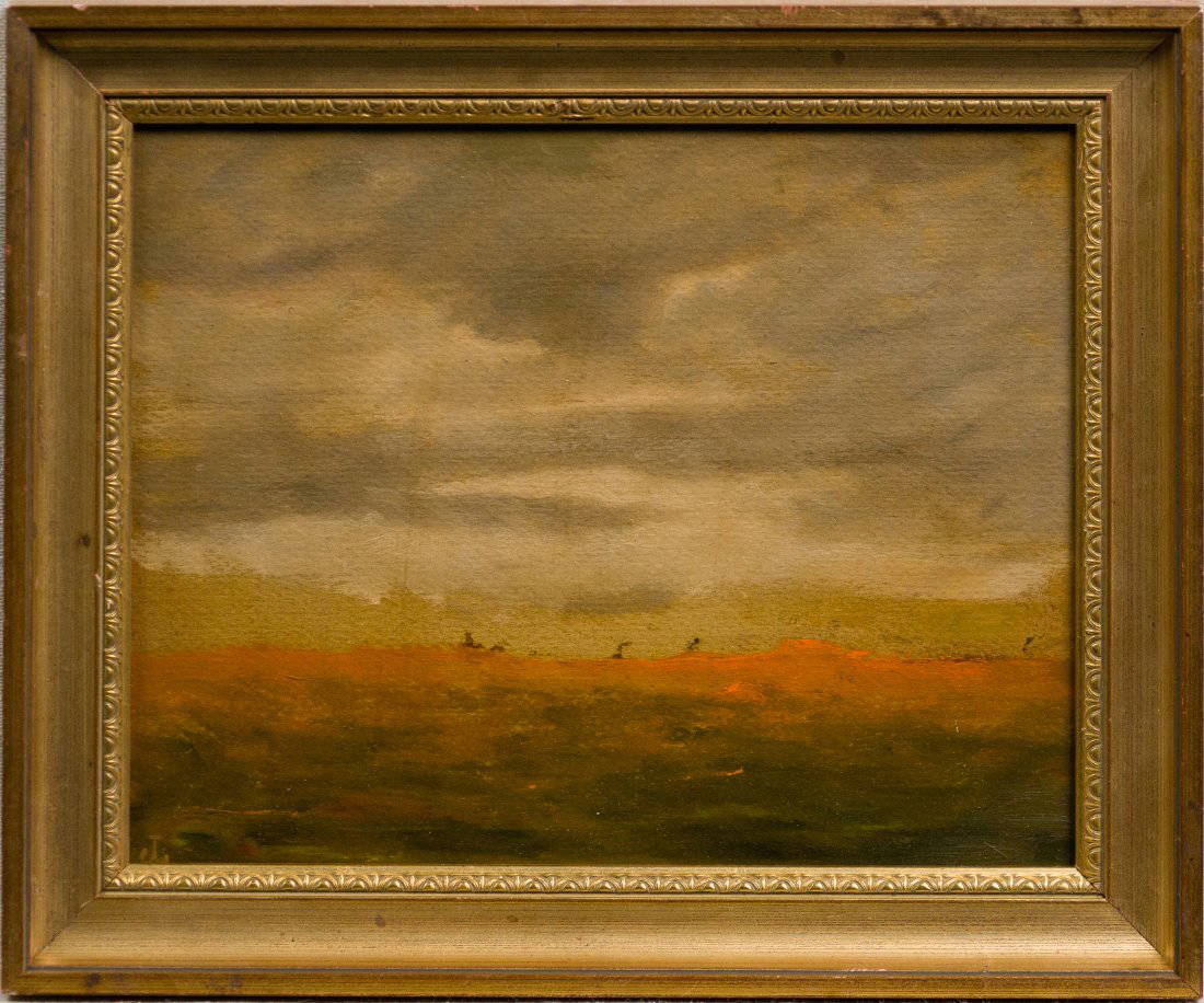 Antique American Tonalist Sunset Landscape 19th Century Framed Oil ...