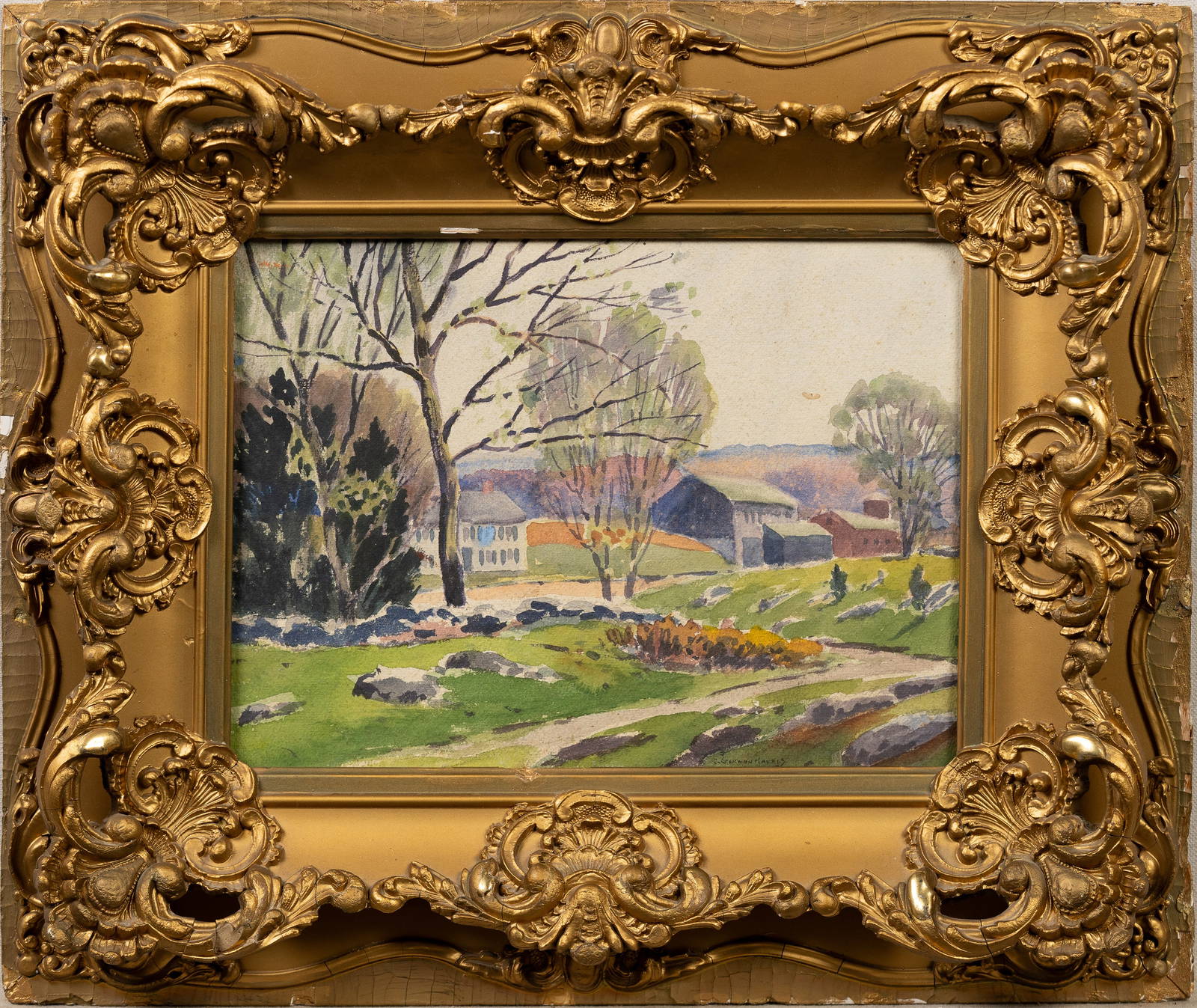 Charles Gordon Harris (1891-1963) Country Farm Landscape Auction