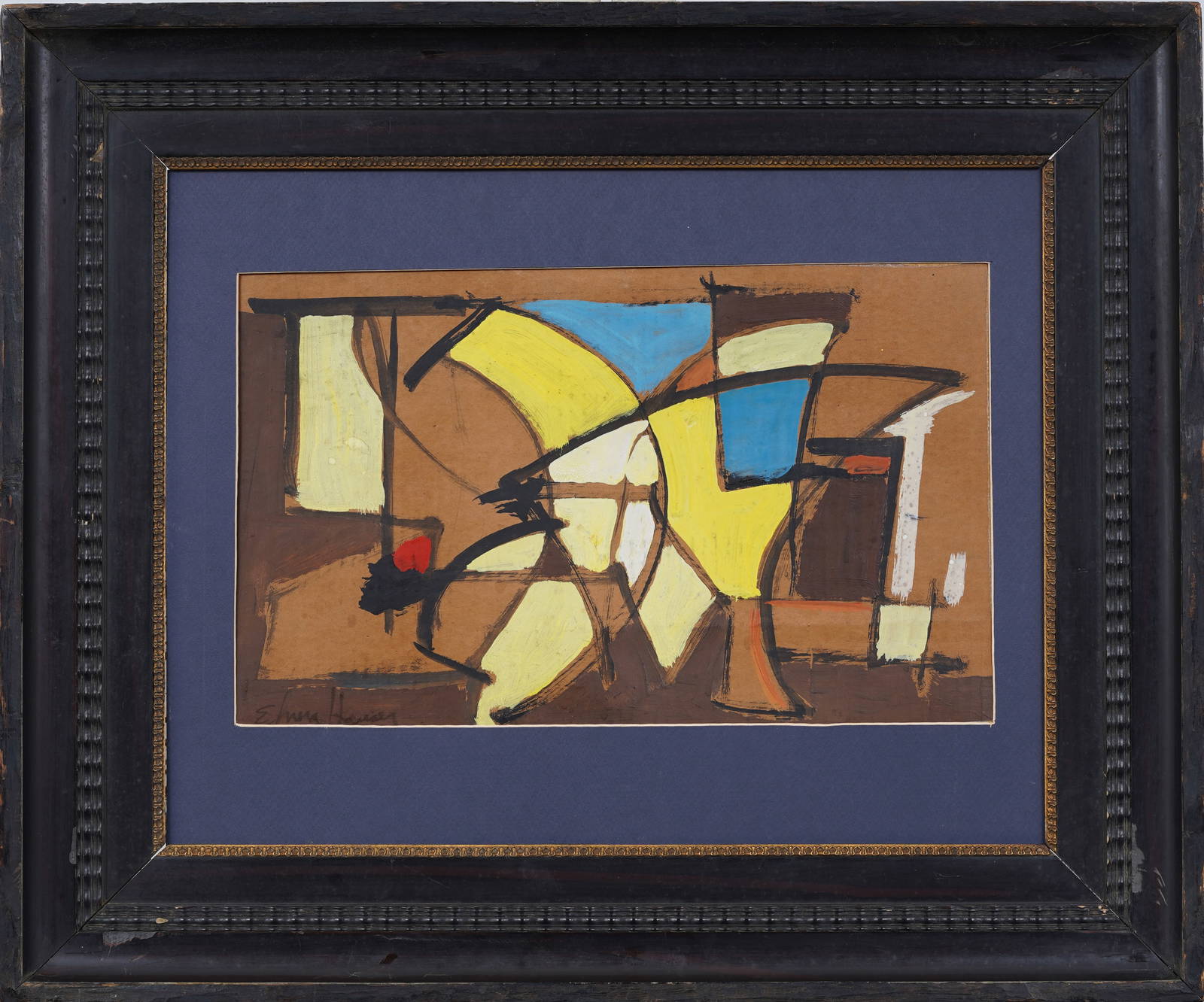 Exhibited And Signed Vintage Abstract Expressionist Original Oil Painting Nicely Framed Auction