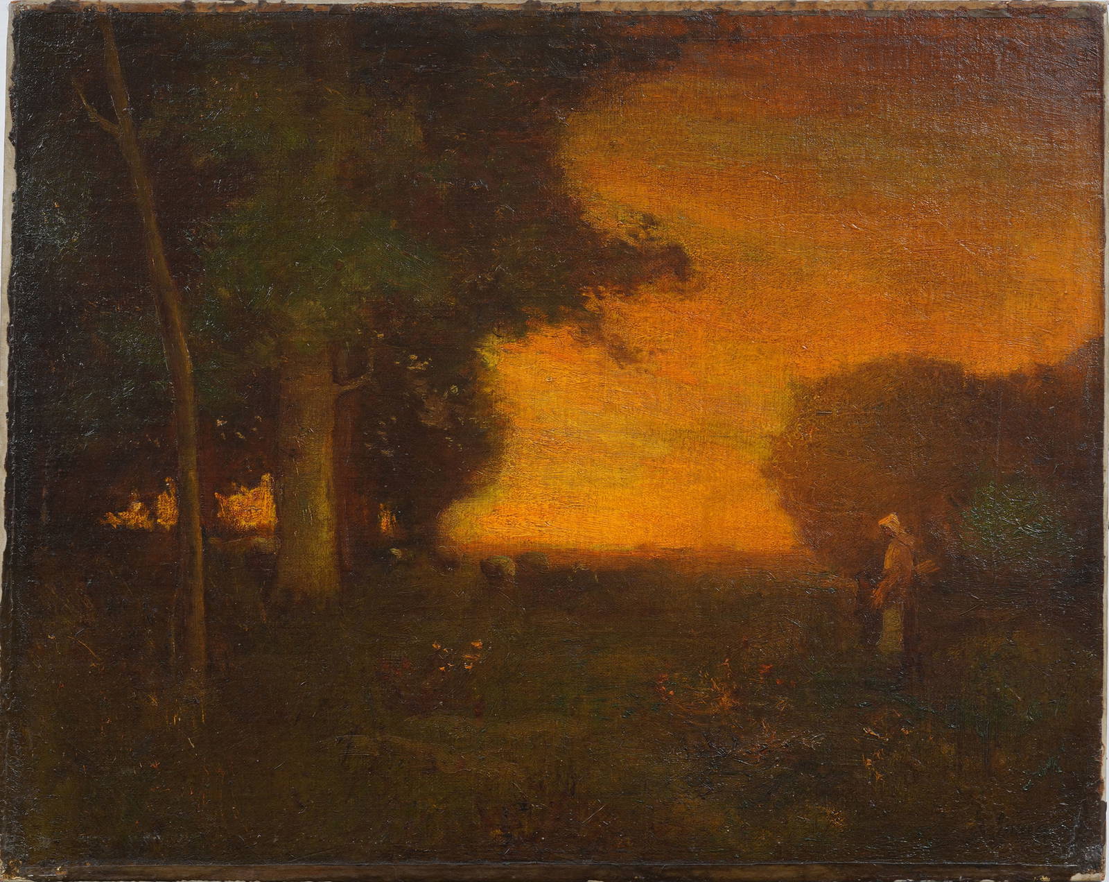 George Inness (1825 - 1894) Antique American Tonalist Signed Landscape ...