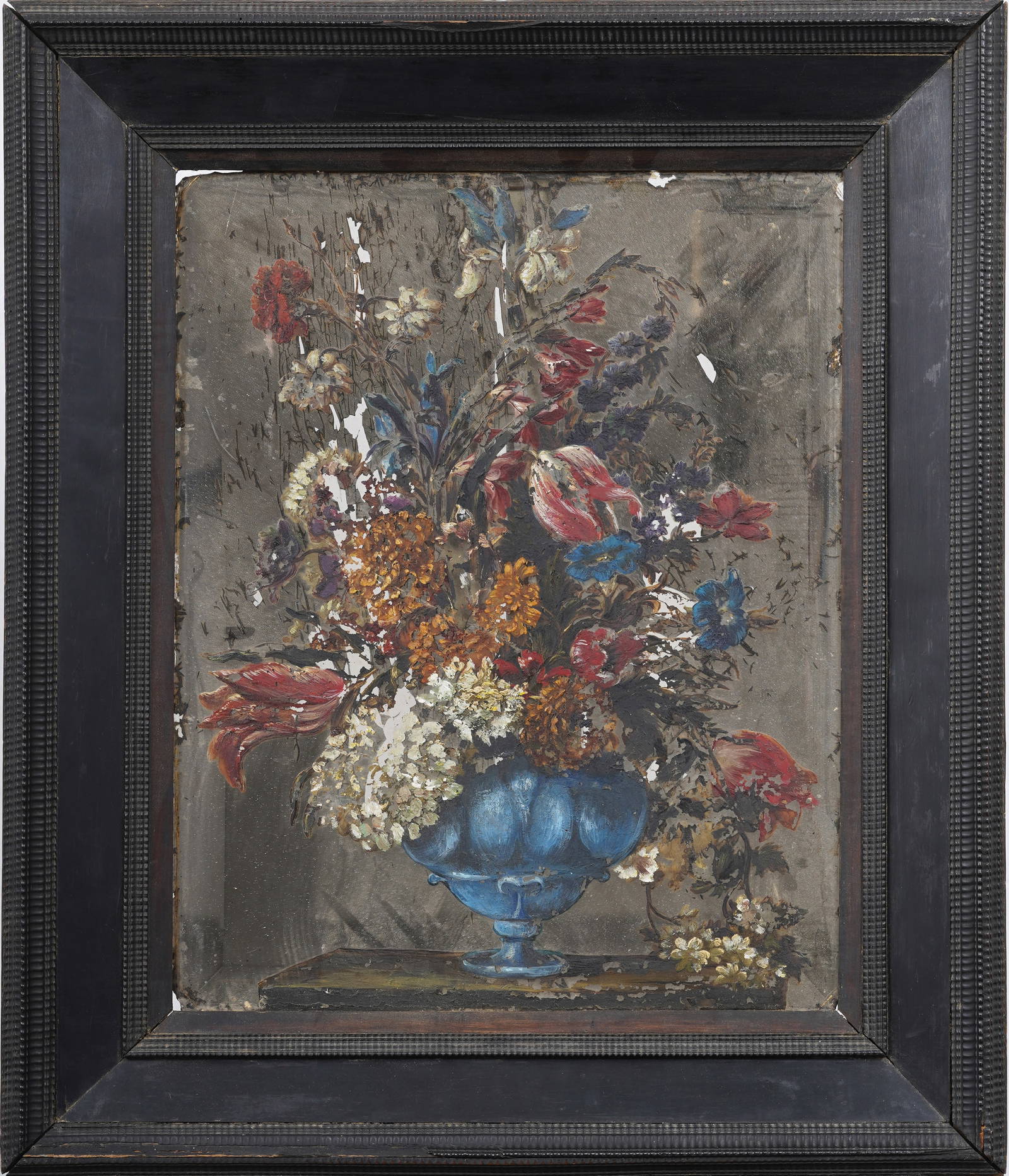 Antique European Old Master Dutch Ripple Frame Flower Still Life ...