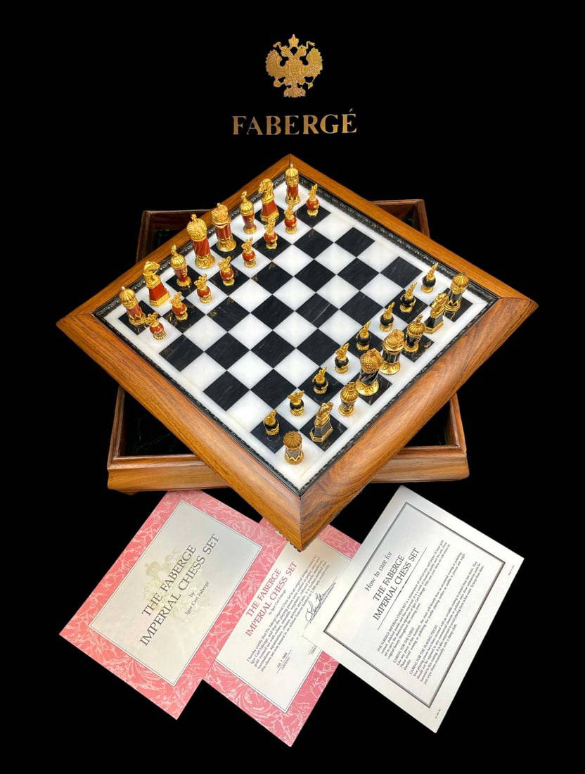 The Faberge Imperial Chess Set By Igor Carl Faberge, Coa Auction