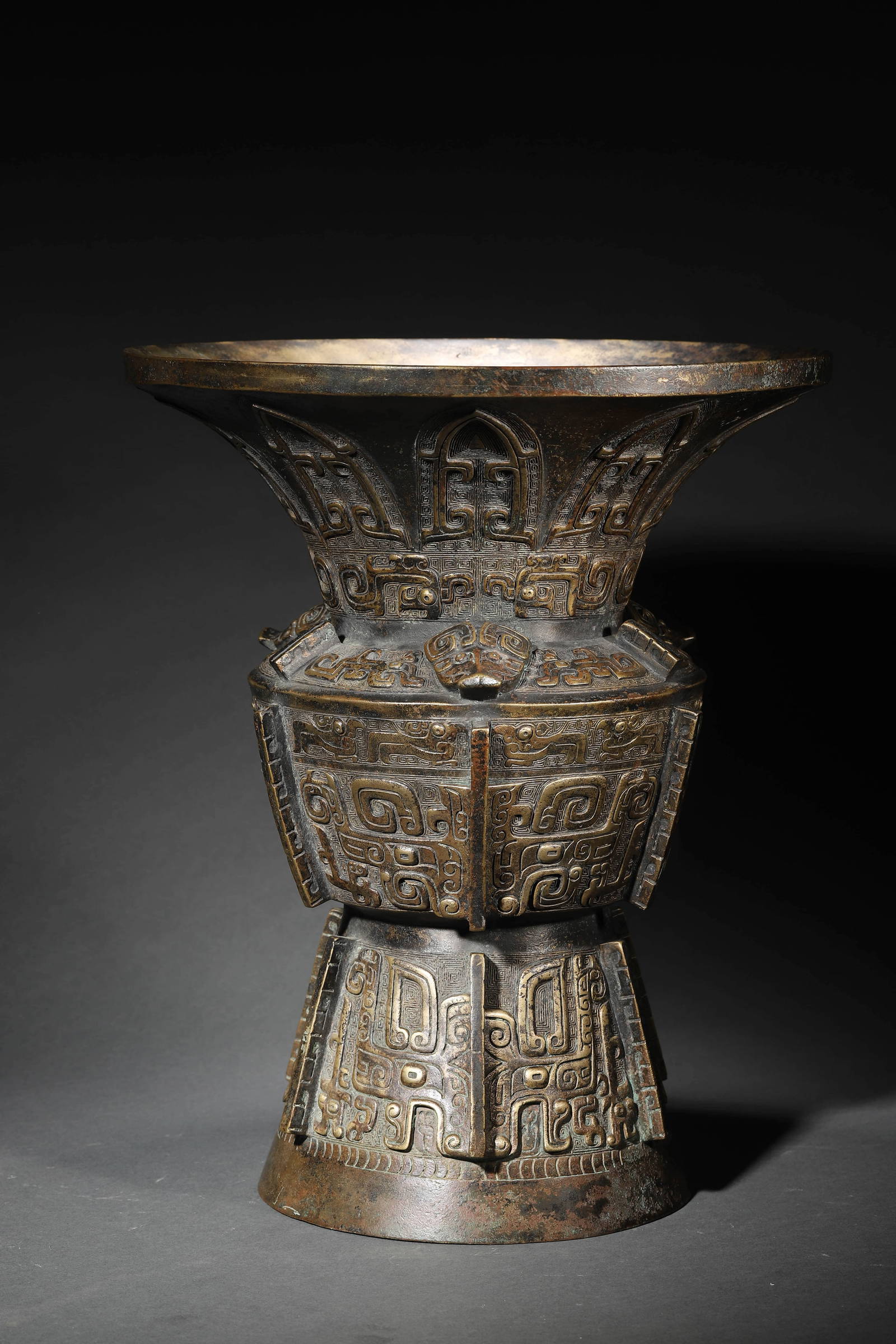 A Bronze Beast Face Beaker Vase Auction