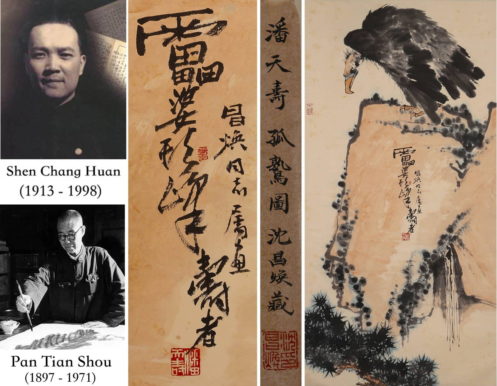 Eagle, Ink And Color On Paper, Hanging Scroll, Pan Tianshou Auction