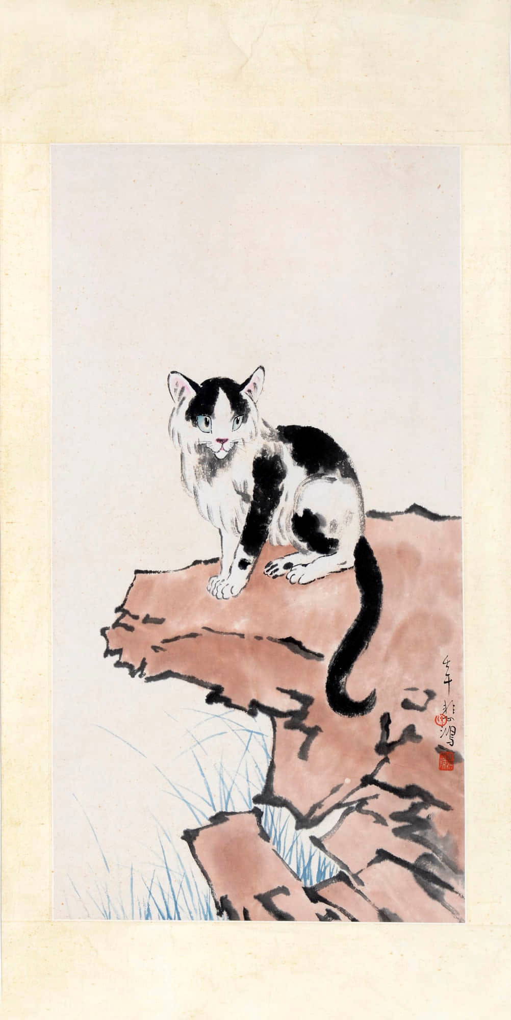 Xu Beihong, Cat Painting On Paper, Mounted Auction