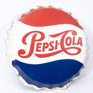 Vintage Embossed Pepsi Cola Bottle Cap Sign