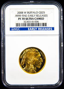 A 2008 W American Gold Buffalo Ngc Pf70 Ultra Cam