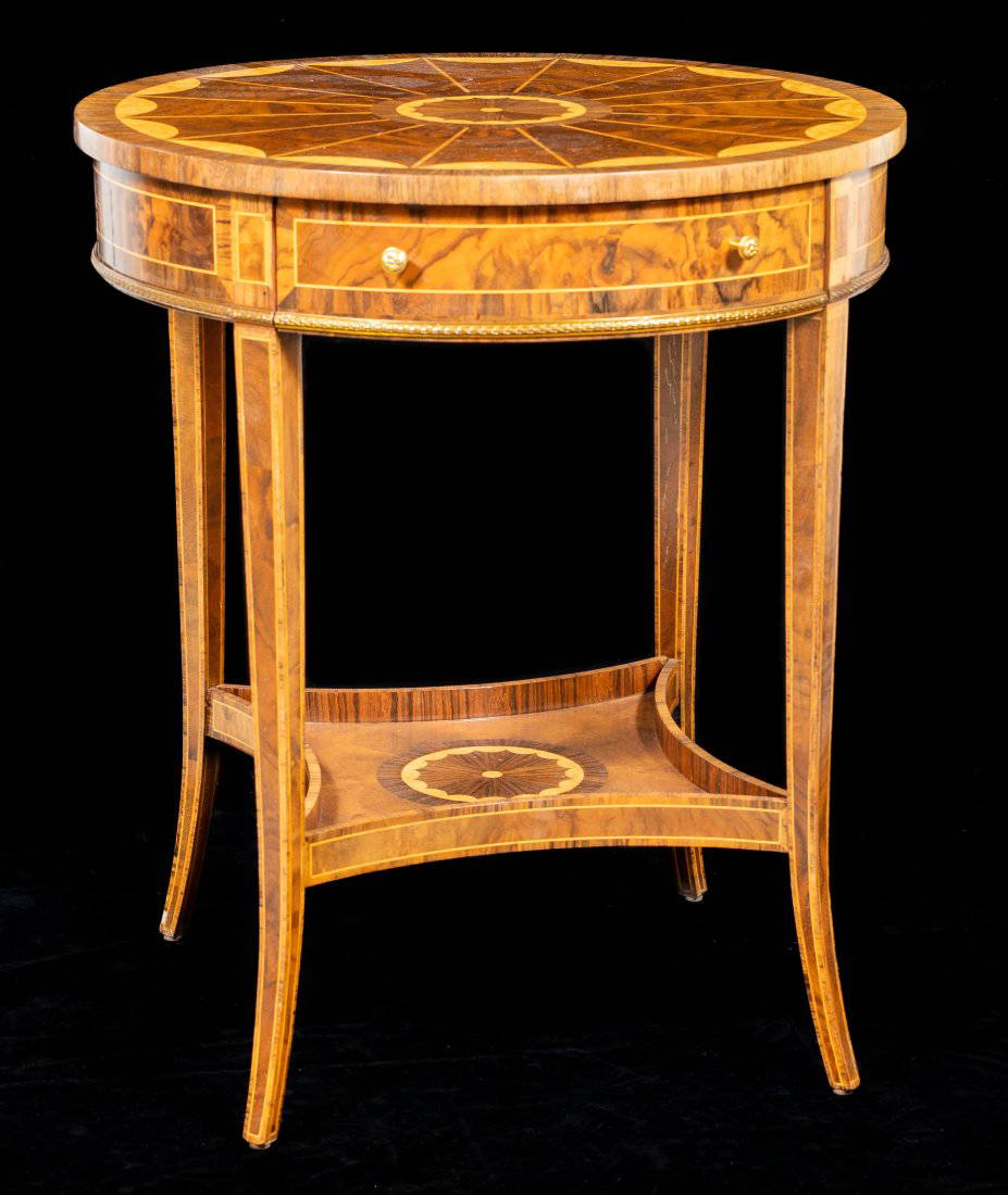 Maitland Smith Inlaid Federal Style Lamp Table Auction