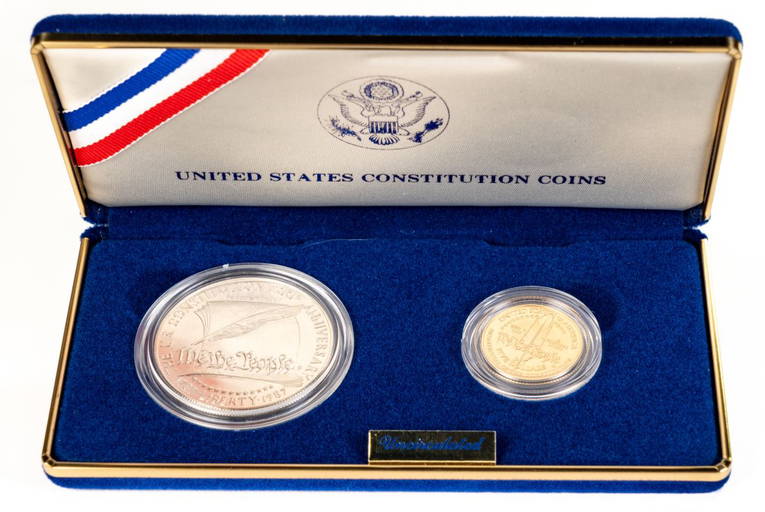 1987 United States Gold & Silver Constitution Two Coin Set