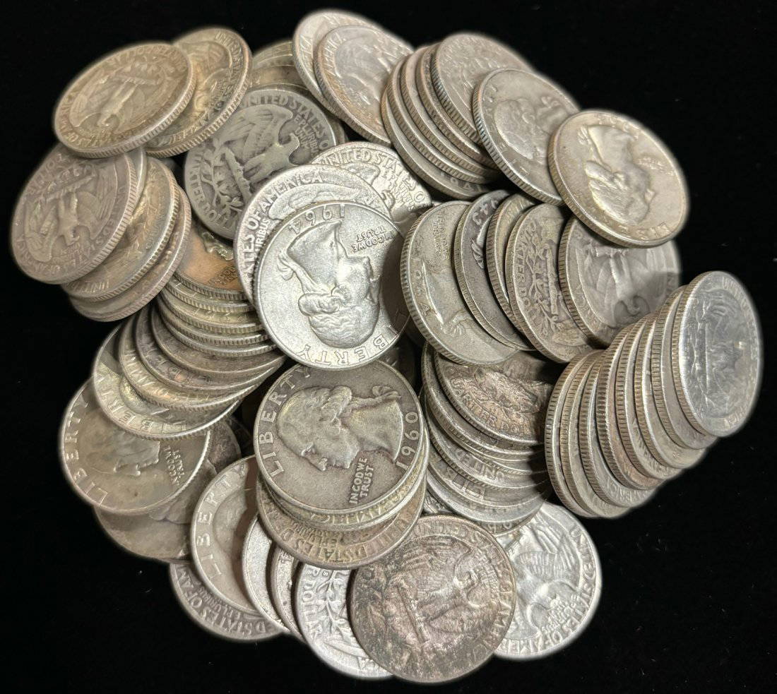 $20 Face Value United States 90% Silver Washington Quarters Auction