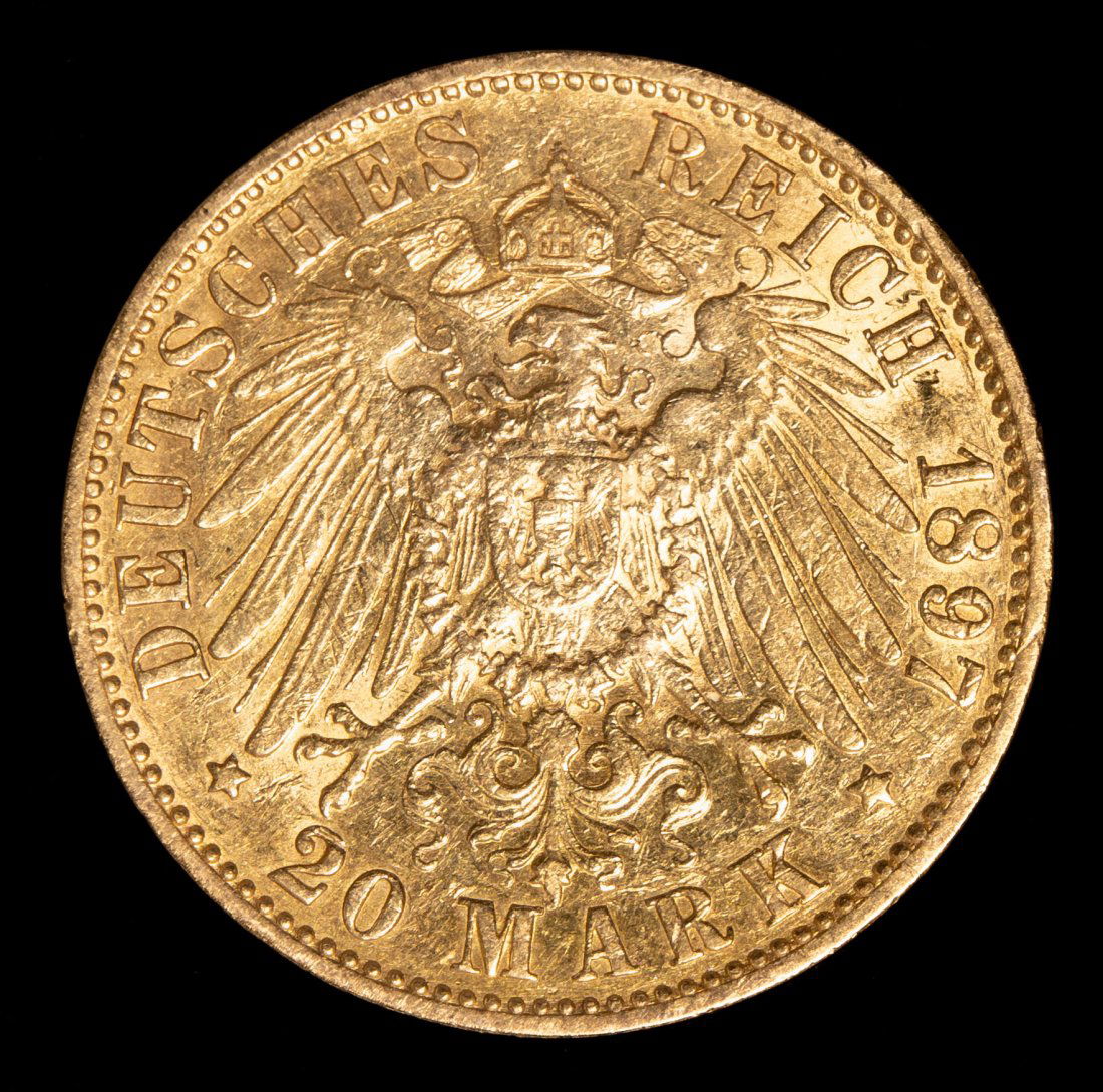 1897 Hamburg 20 Mark Gold Coin - Unc Auction