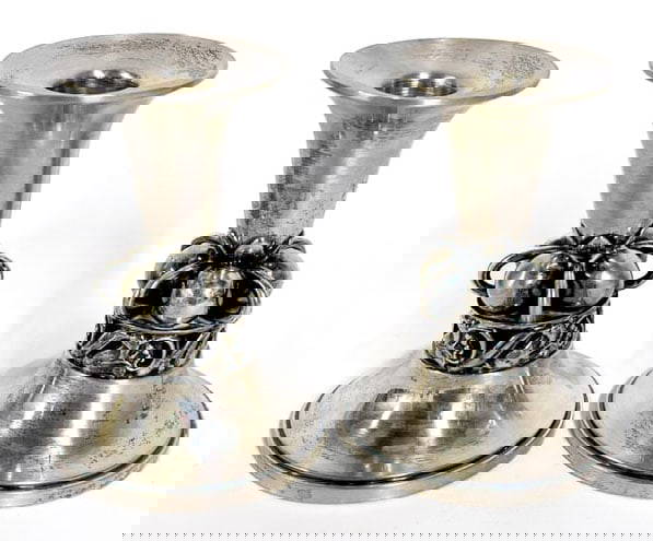 Pair Of Durham Sterling Silver Candlesticks In The Manner Of Jensen Auction