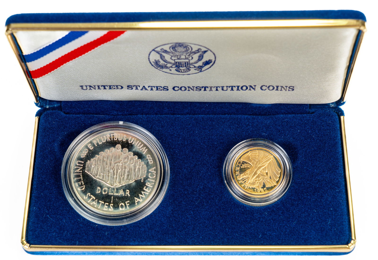1987 Us Constitution Coin Set $1 Silver $5 Gold Auction