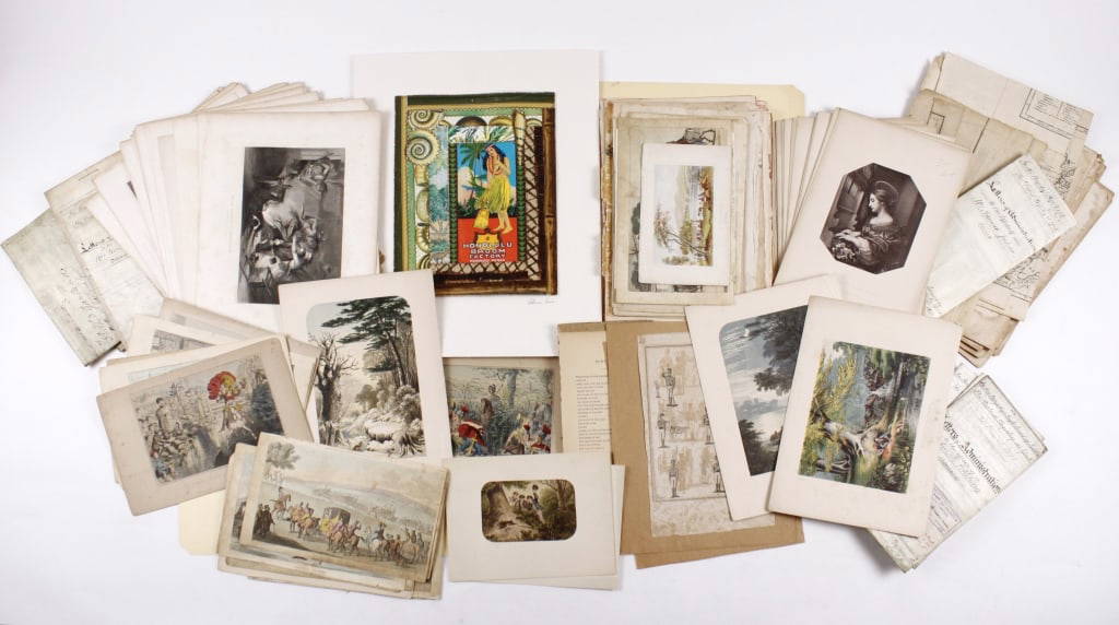 [vellum Deeds, Maps] Cook, Rowlandson, Etc. 100+ Auction