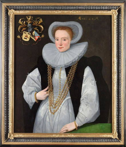 Exceptional Large Portrait of a Flemish Lady on Board, Flemish school ...