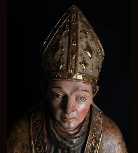 Very Important Life Size Reliquary Bust Of Bishop, Spanish Renaissance ...