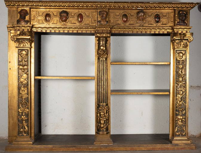 Large Bookcase Furniture Made Up Of A Renaissance Altarpiece With ...