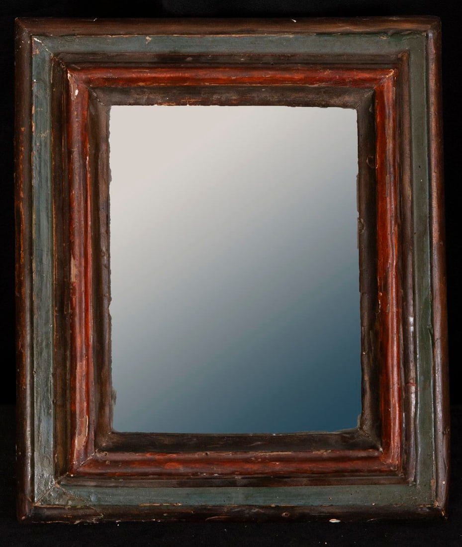 Spanish Frame In Ebonized And Polychrome Wood, 17th Century