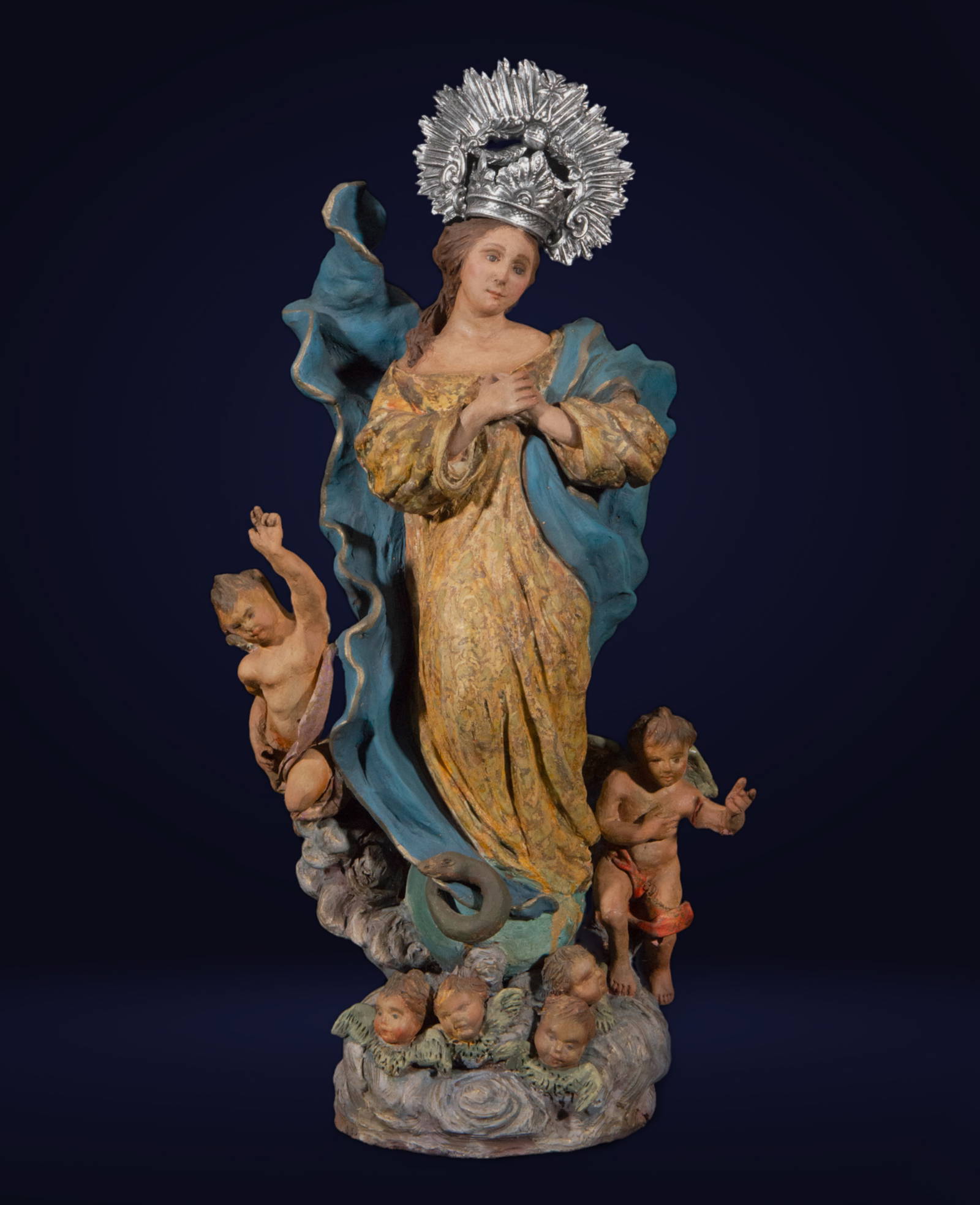 18th Century Colonial Sculpture Virgin In Terracotta Auction