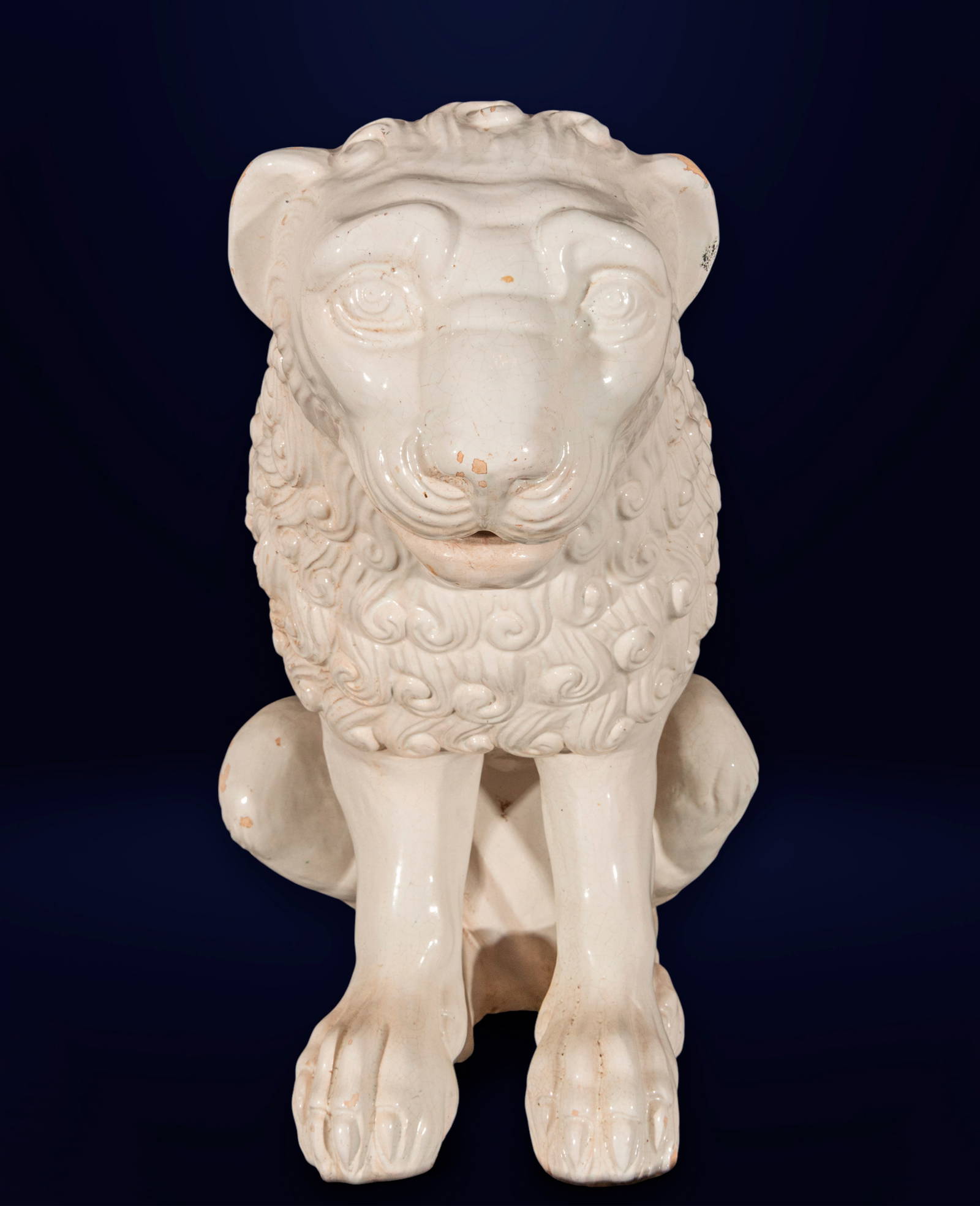 Exceptional Sculpture Of A Lion Made Of Glazed Ceramic From Alcora From ...