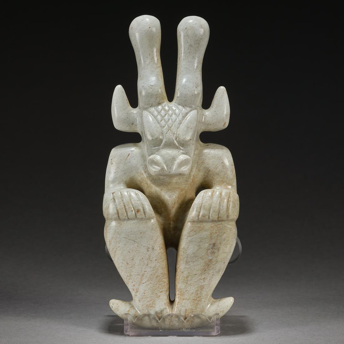 A calcified jade humanoid figure ,Neolithic period, Hongshan culture ...