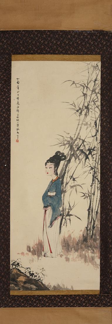 Fu Baoshi (1904 - 1965),Lady,ink and colour on paper, size 151cm*52.5cm ...