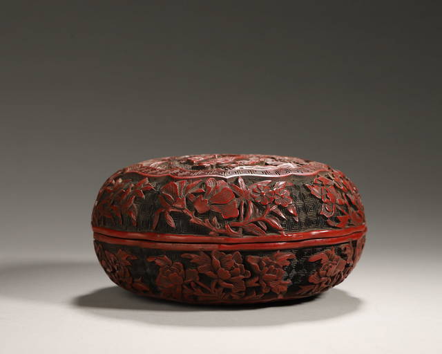 A Figure Carved Red Lacquer Box,qing Dynasty,china