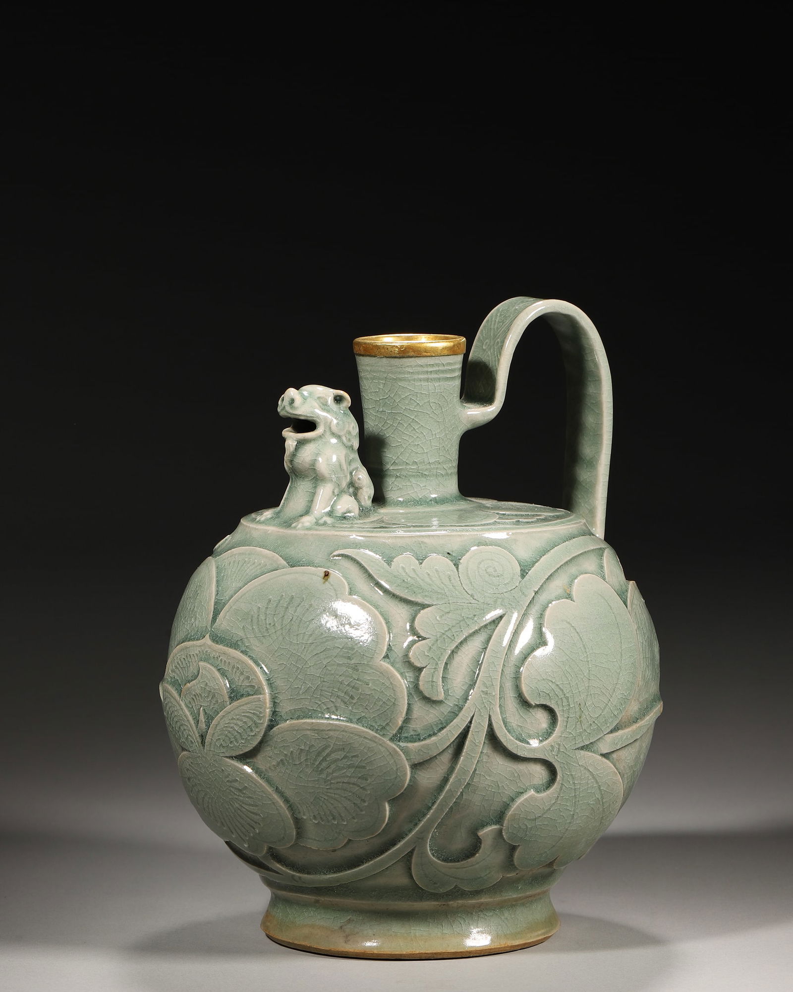 A Yaozhou Kiln Flower Porcelain Ewer,song Dynasty,china Auction