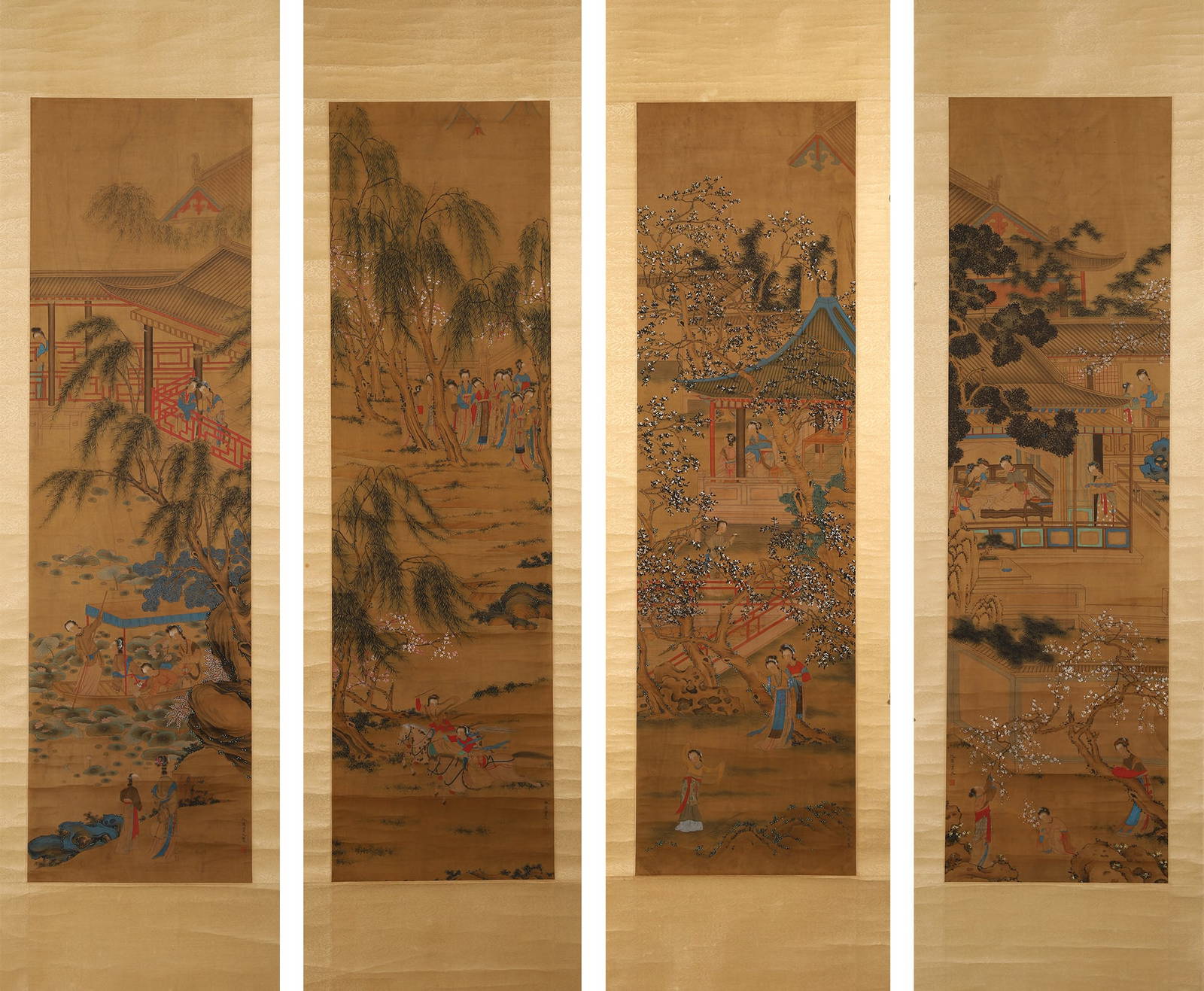 4 Scrolls Of Chinese Figure Painting, Chouying Mark,ming Dynasty,china ...