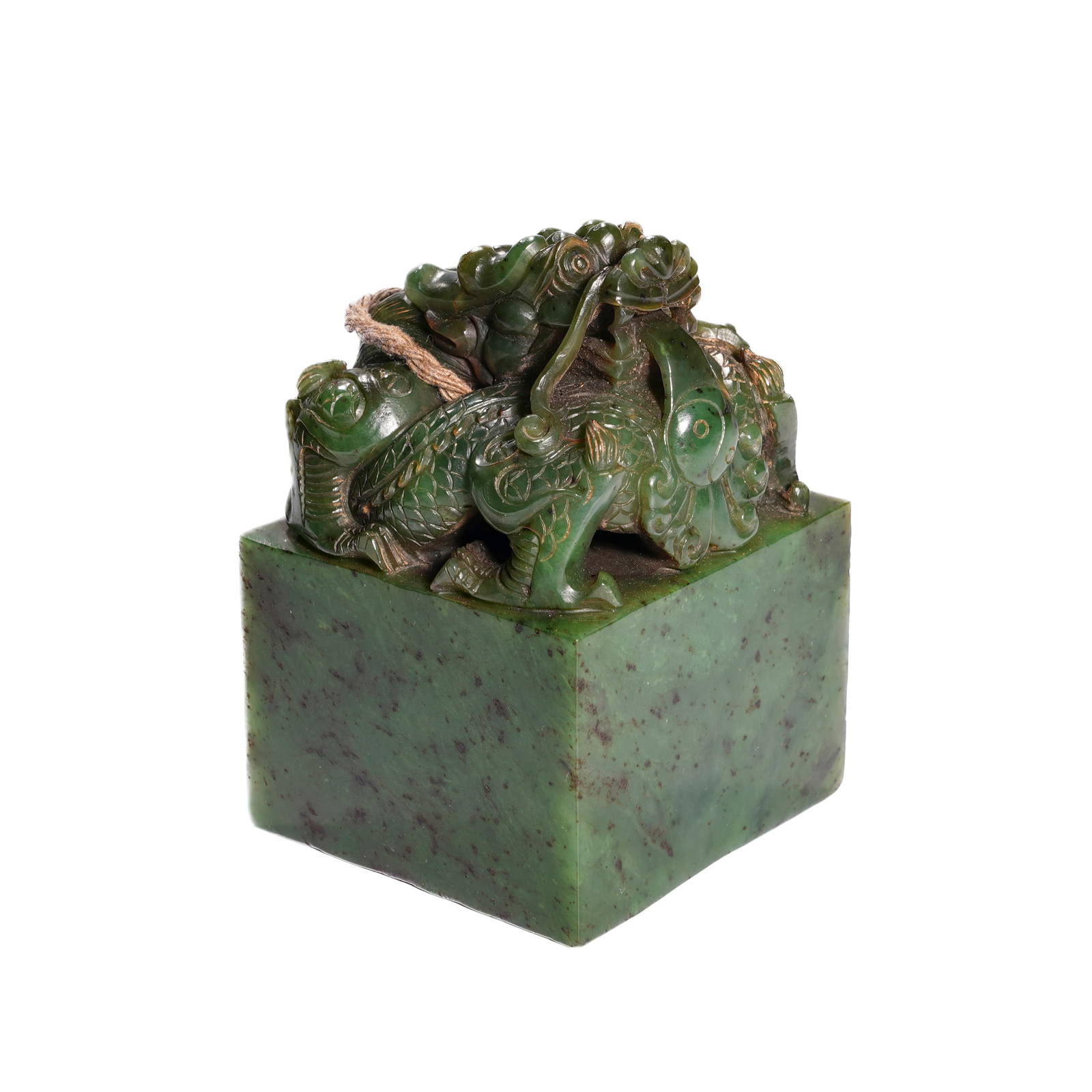 Qing Qianlong Seal With Intertwined Dragon Button And Poem Text ...