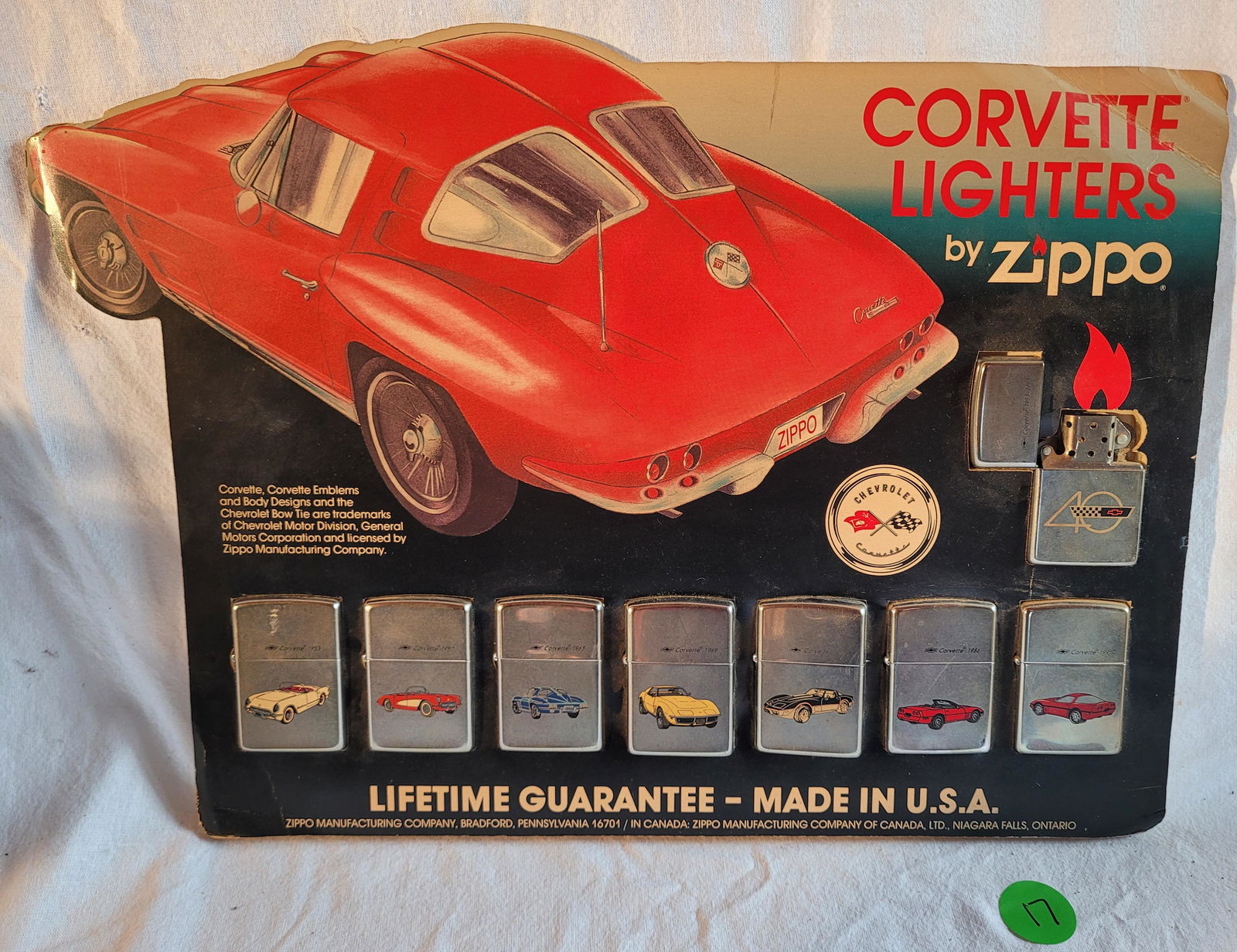 Vintage Zippo Corvette 40th Anniversary set on display stand - Oct 12, 2022 | United Auctions ...