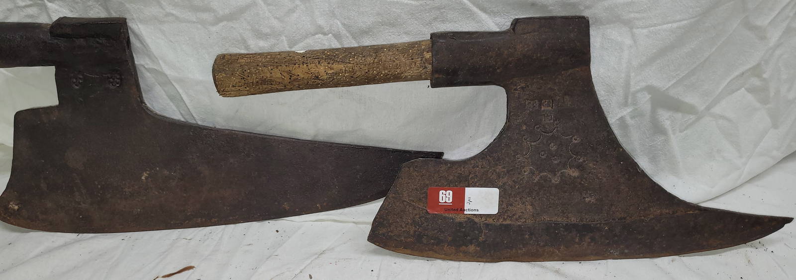 (2) Early Goosewing Broad Axes W/ Touch Marks, 16" X 22", 18" X 22" Auction