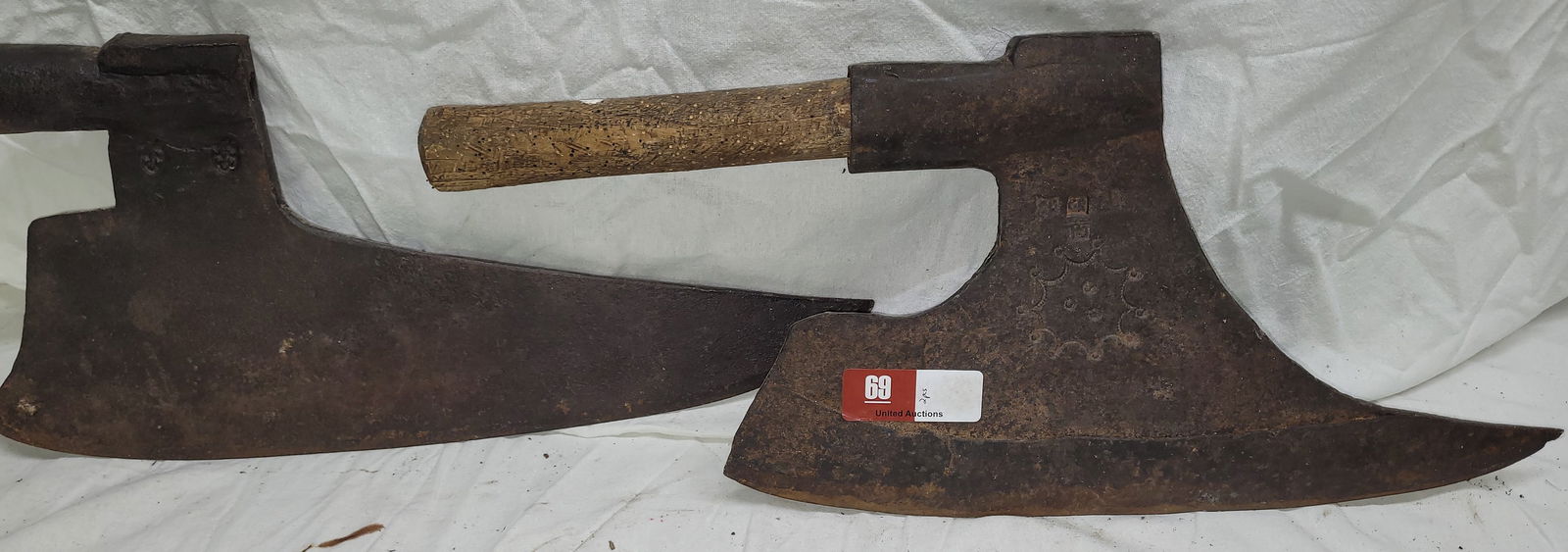 (2) Early Goosewing Broad Axes W/ Touch Marks, 16" X 22", 18" X 22" Auction