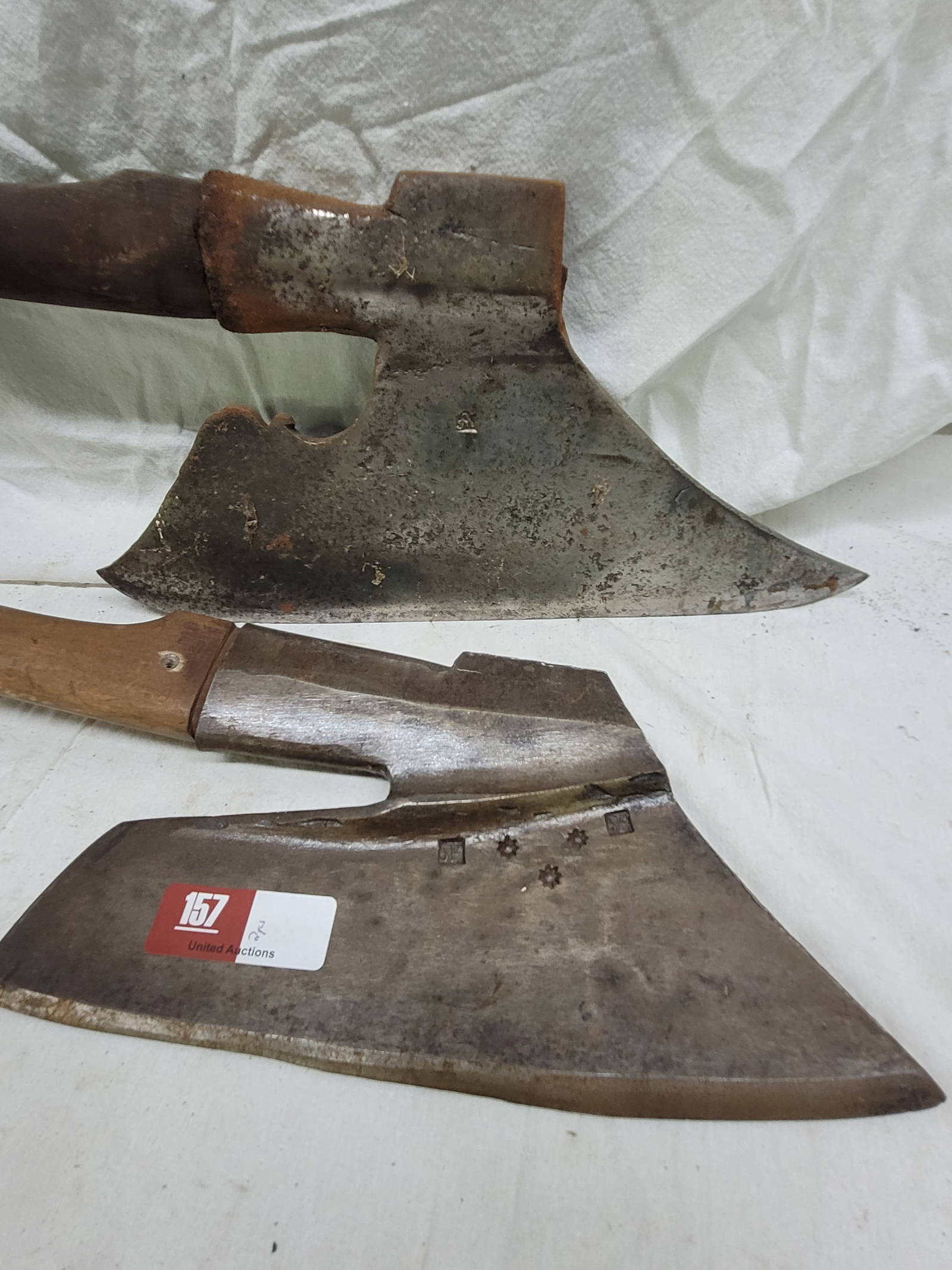 (2) Early Goosewing Broad Axes W/ Touch Marks, 15" X 28", 13" X 21" Auction