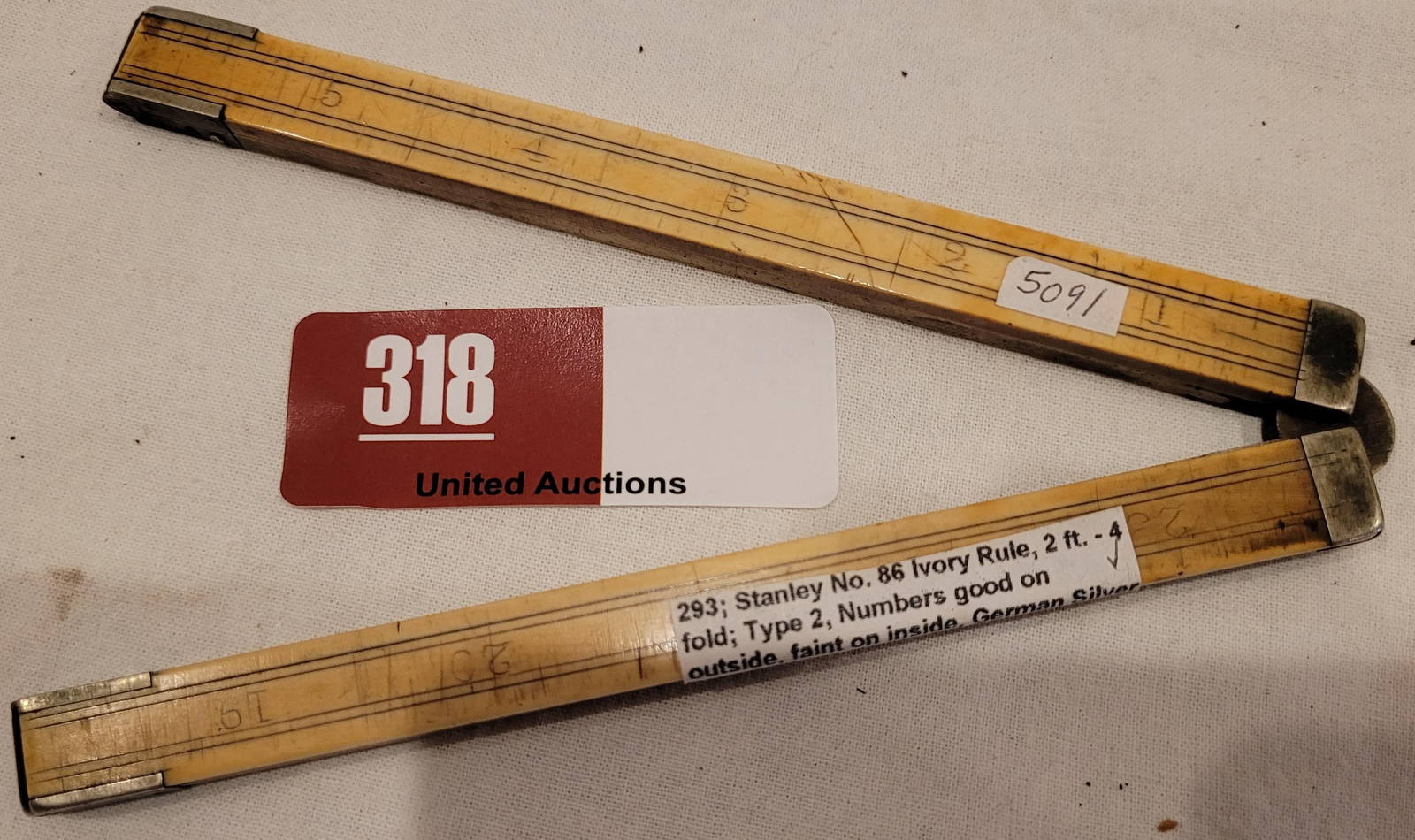 Ruler - Stanley No. 86 Vintage Ivory Ruler, 2 Ft, 4 Fold Auction