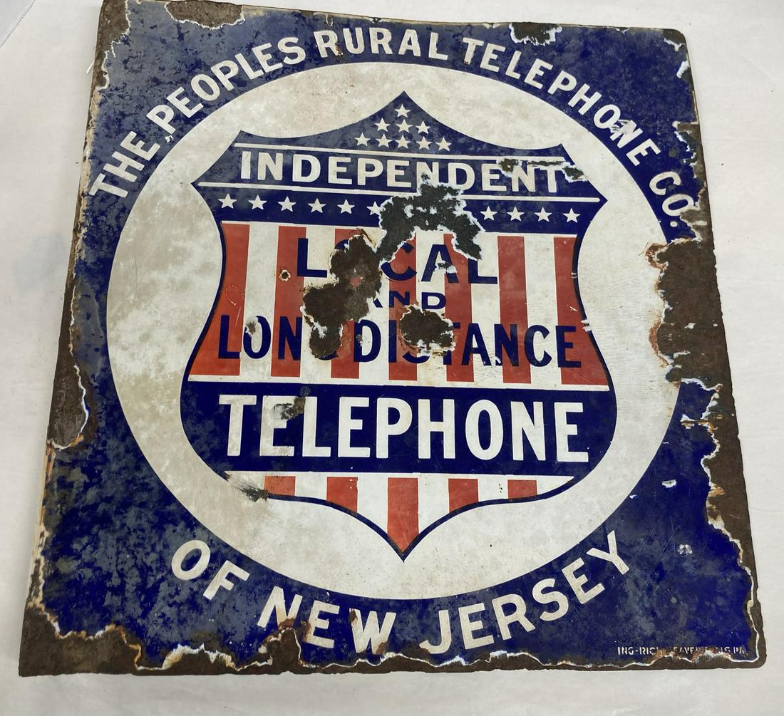 Double Sided Porcelain and Enamel Telephone Company Sign (#0318) on Mar ...