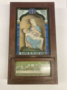 Antique Catholic 1920s Last Rites Extreme Sick Call Oak Shadow Box ...