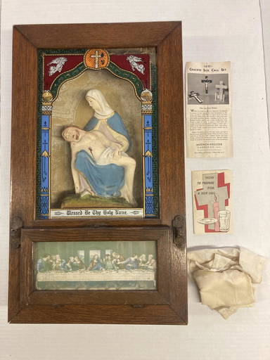 Antique Catholic 1920s Last Rites Extreme Sick Call Oak Shadow Box ...